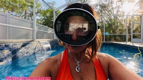 Pool Scuba In Workout Clothes With Mask Removal Clear Weight Walking On The Bottom And Bubble