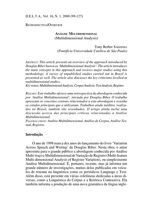 Pdf Multidimensional Analysis