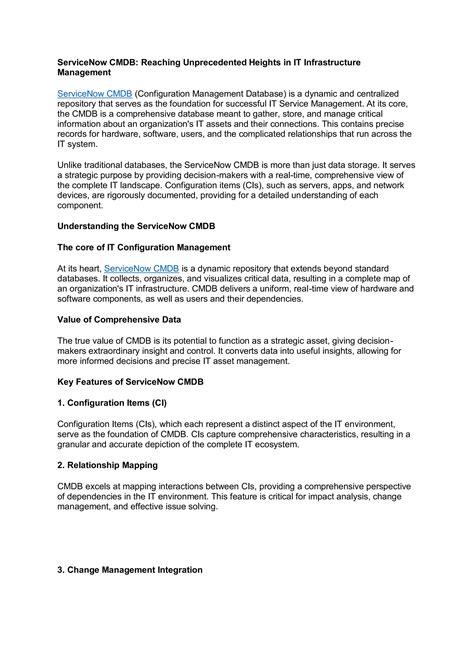 Servicenow Cmdb Reaching Unprecedented Heights In It Infrastructure Management Pdf