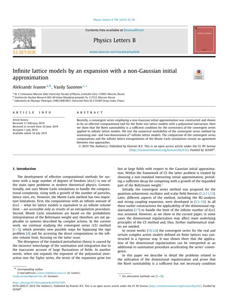 pdf infinite lattice models by an expansion with a non gaussian