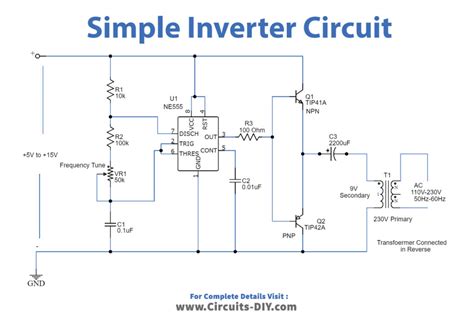 Simple Dc To Ac Inverter Circuit Diagram Using 555 Timer Circuit Diagram