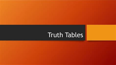 Truth Tables Youtube