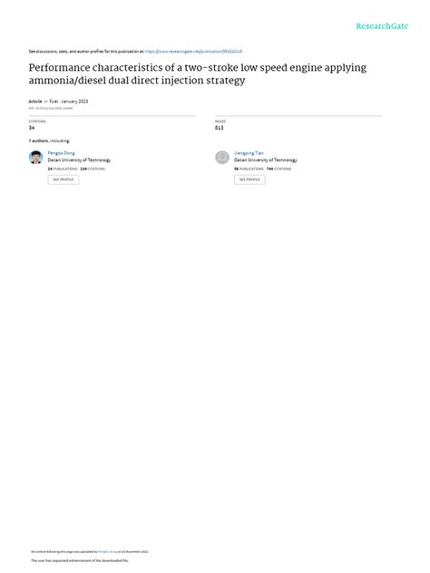 Performance Characteristics Of A Two Stroke Low Speed Engine Applying Ammoniadiesel Dual Direct
