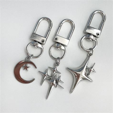 히얼컴즈 Y2k Silver 스타문 스파클 샤인 실버 반짝 키링 폰 스트랩 위시버킷