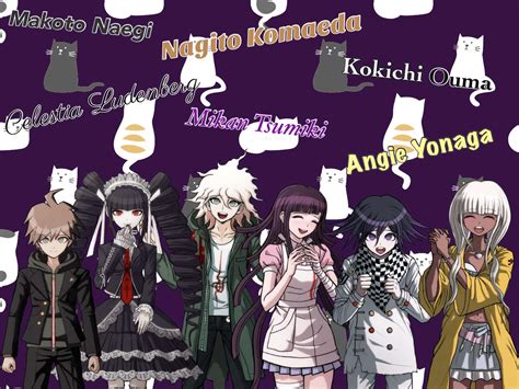 Danganronpa Charactersand Cats Illustration Wallpaper Wallpapersok