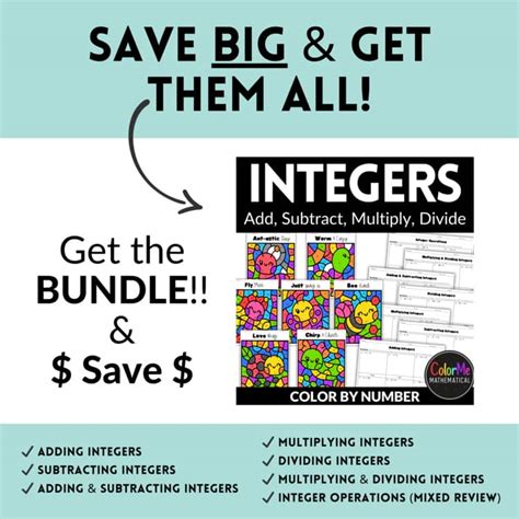 Add And Subtract Integers Color By Number Integer Operations Mixed Review