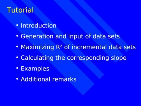 Ppt Tutorial Introduction Generation And Input Of Data Sets