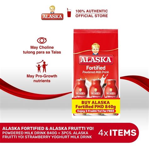 Alaska Fortified Milk Drink Pouch 840g 3 Fruitti Yo Strawberry Shopee Philippines