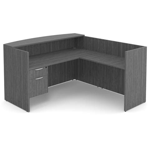 Classic Gallery Reception Desk With Reversible Return And Box File Pedestal Newport Grey