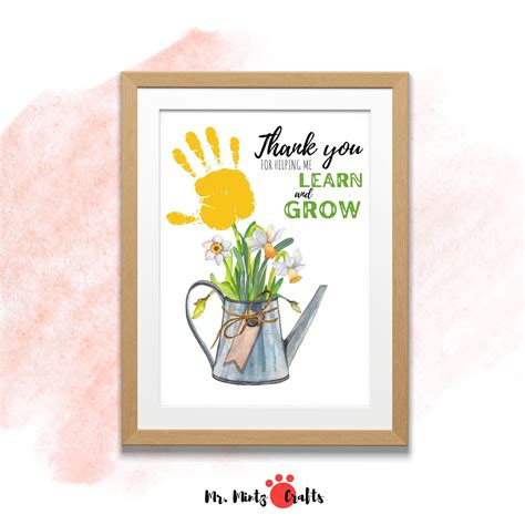 Teacher Appreciation Handprint Printable Thank You For Helping Me Grow