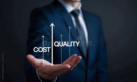 Businessman Presenting Cost Quality Improvement Graph Growth Strategy