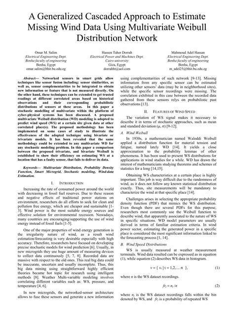 Pdf A Generalized Cascaded Approach To Estimate Missing Wind Data Using Multivariate Weibull
