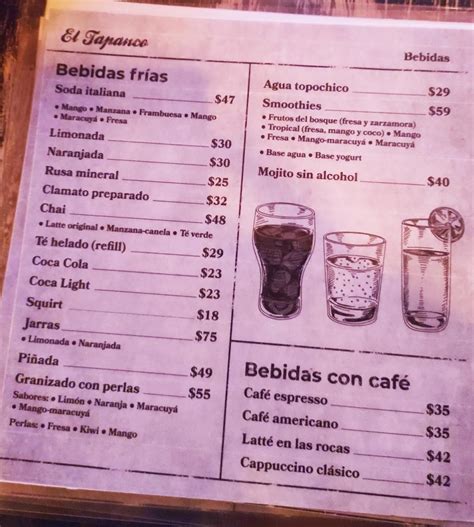 Menu At El Tapanco Pizzeria Mascota C Francisco I Madero 53