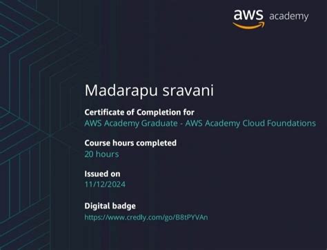 Sravani Madarapu On Linkedin Aws Cloud Certification Awsacademy
