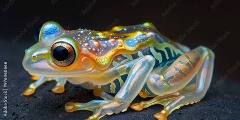 Translucent Frog In A Resting Position Revealing Internal Anatomy From
