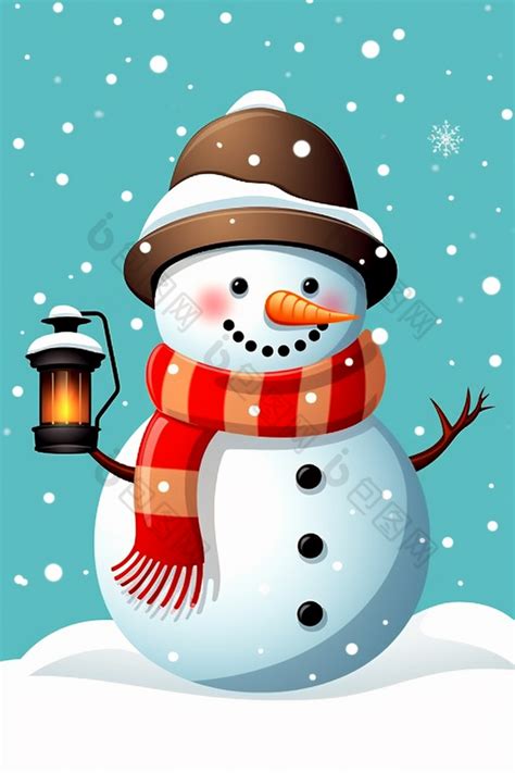 的雪人冬天围巾插画高清图片下载 包图网
