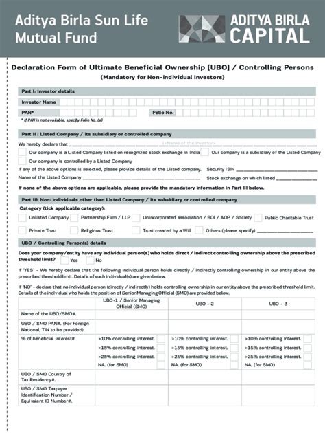 Fillable Online Declaration Form Of Ultimate Beneficial Ownership Ubo Controlling Persons