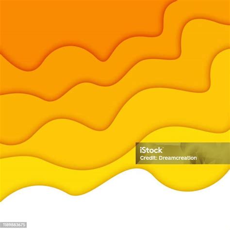 3d 추상 배경 및 종이 컷 모양 벡터 일러스트레이션 노랑에 대한 스톡 벡터 아트 및 기타 이미지 노랑 종이 파도 패턴 Istock