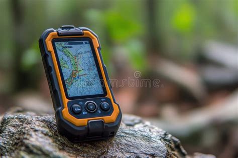 A Gps Device With A Detailed Topographic Map Displayed On Its Screen Stock Illustration