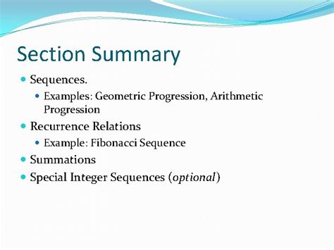 Sequences And Summations Section 2 4 Section Summary