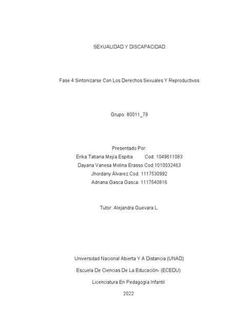 Actividad Fase 4 Grupo 79 Discapacidad Y Sex Pdf Invalidez