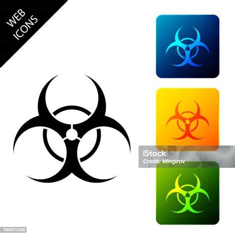 흰색 배경에 격리 된 생물 학적 기호 아이콘입니다 설정 아이콘 다채로운 사각형 버튼 벡터 일러스트레이션 건강 진단에 대한 스톡 벡터 아트 및 기타 이미지 Istock