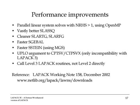 lapack3e a fortran 90 enhanced version of lapack ppt download