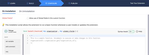 Configure Extension Developer Portal Zoho Billing