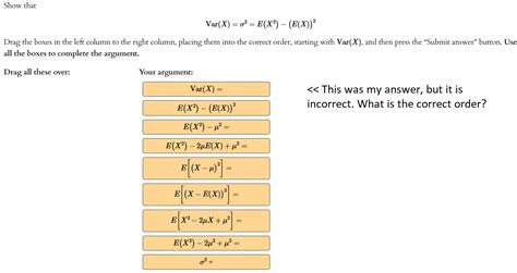 Solved Show That Varxσ2ex2−ex2 Drag The Boxes In