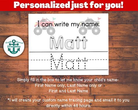Custom Name Tracing Sheet Handwriting Practice Personalized Etsy