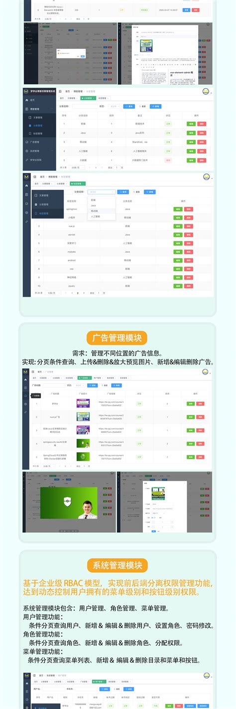Vue Element Adminecharts前后端分离权限管理项目实战