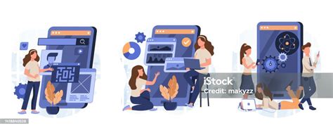 Mobile App Development Process Abstract Concept Vector Illustration Set React Native Mobile App