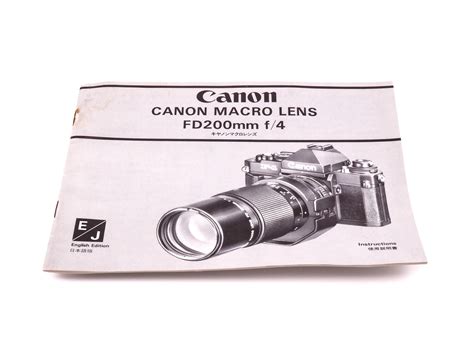 Canon 200mm F4 Fd Macro Instructions Accessory Kamerastore