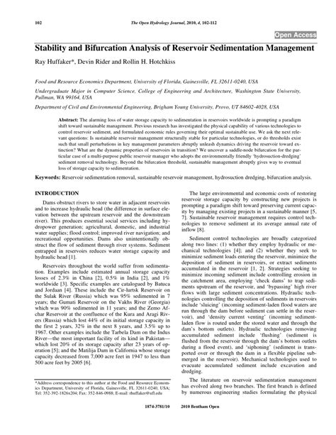 PDF Stability And Bifurcation Analysis Of Reservoir Sedimentation Management
