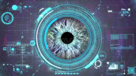 Futuristic Iris Recognition Interface Design Concept Stock Footage