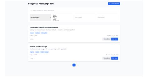 Projects Marketplace Free React Tailwind Component