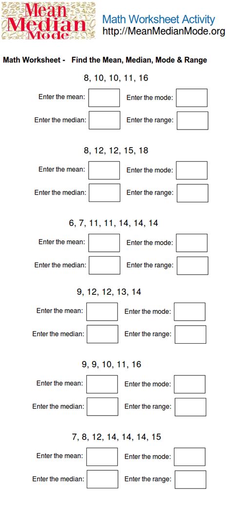 Mode Math Worksheets Free Printable
