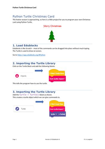 Python Turtle Edublocks Christmas Card Teaching Resources