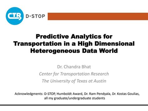 Predictive Analytics For Transportation In A High Dimensional