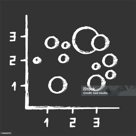 거품 차트 분필 아이콘입니다 분산 그래프 정보 통합 프레젠테이션 상호 작용 시각화를 세그먼트화합니다 비즈니스 금융 연구 마케팅