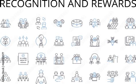 Recognition And Rewards Line Icons Collection Appreciation Acknowledgement Incentive