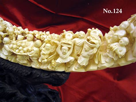 Shui On Arts And Crafts 瑞安工藝 Mammoth Tusk Ivory Carvings Tusks With