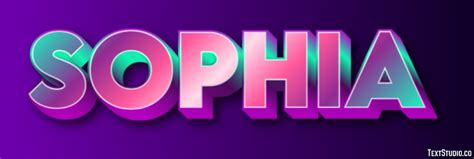 Sophia Purple Green And Pink 3d Text Effect Generator