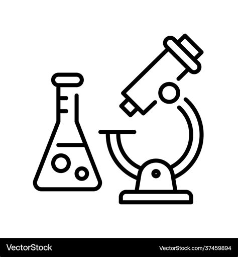 Monochrome Icon Practical Work At Chemical Lab Vector Image