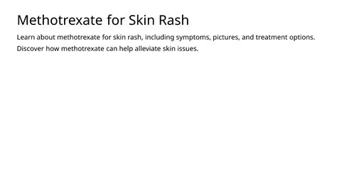 Methotrexate For Skin Rash Meds Is