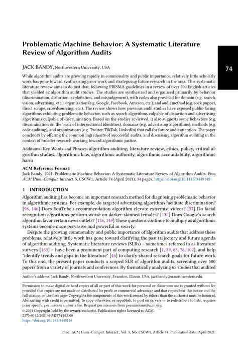 Pdf Problematic Machine Behavior A Systematic Literature Review Of