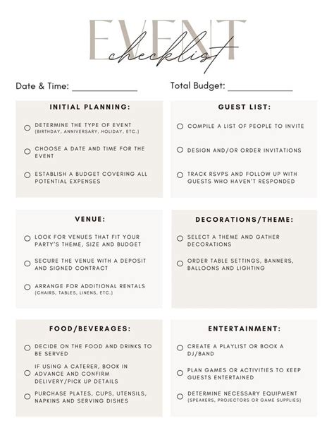 Event Checklist Party Checklist Party Planning Planner Checklist Life Planner Template Digital