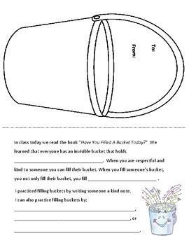 Have You Filled A Bucket Today Worksheet By Colorful Counselor