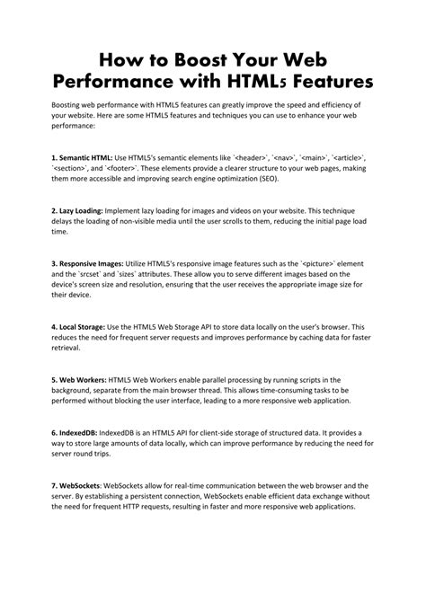 PDF How To Boost Your Web Performance With HTML5 Features