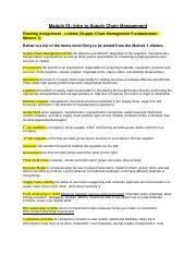 SCM Module SG Docx Module Intro To Supply Chain Management Reading Assignment E